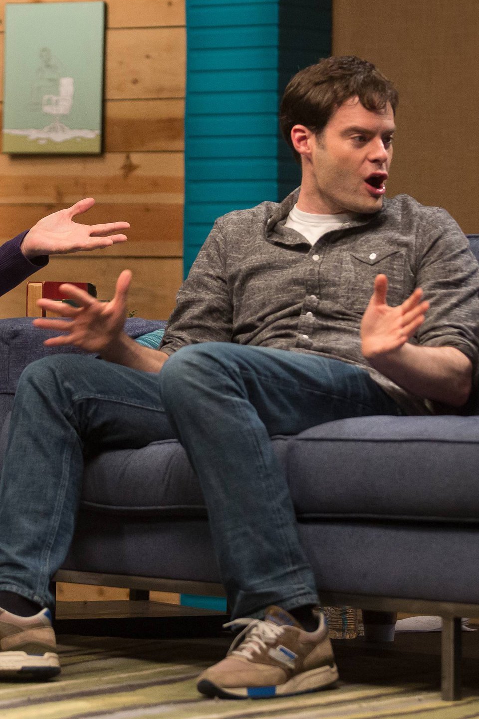 Bill Hader Wears a Grey Button Down Shirt and Sneakers Pictures ...